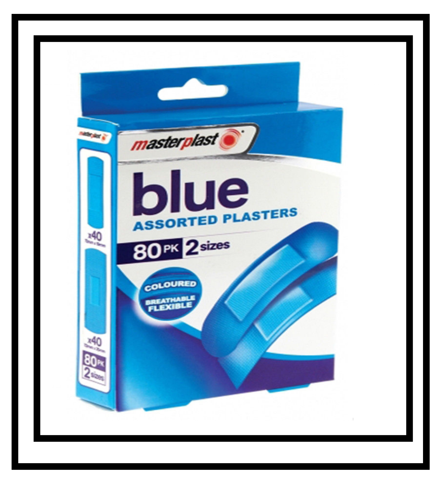 80 Pk Ideal Catering Blue Assorted Plasters - Flexible & Breathable - 2 ...
