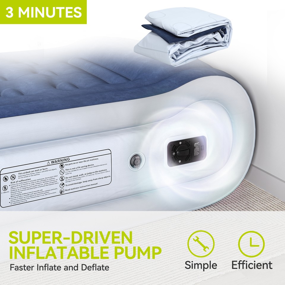17'' Twin Inflatable Air Mattress w/Built-in High-Speed Pump ...