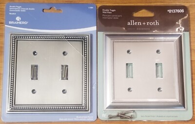 2 Double Light Switch Plate Covers Brainerd Allen & Roth Cosgrove Satin ...