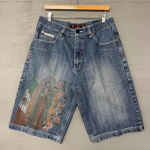 Y2K Victorious Mother Mary Hispanic Baggy Denim Vintage Jorts Size 34 ...
