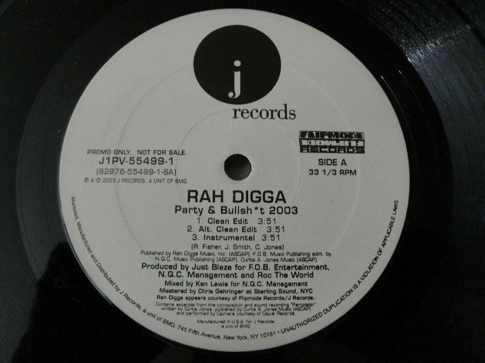 RAH DIGGA PARTY & BULLSHIT 2003 12" SINGLE VINYL 2003 J RECORDS J1PV ...