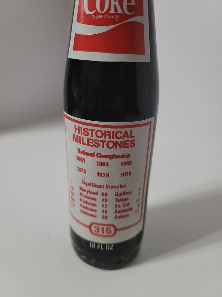 1979 Paul 'Bear' Bryant Alabama Crimson Tide Coke Bottle - Collectible ...