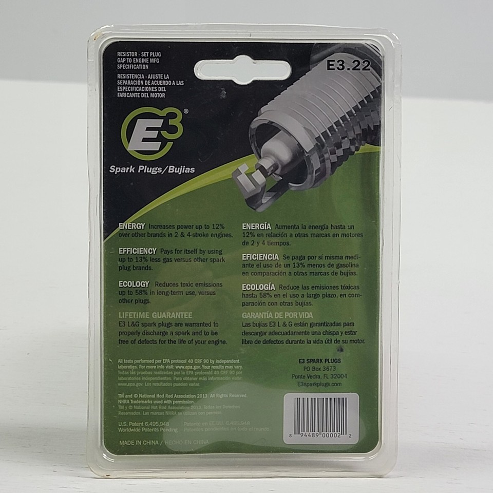 1 - E3 Spark Plug E3.22 Lawn and Garden Plug Diamond Fire Tech Quick ...