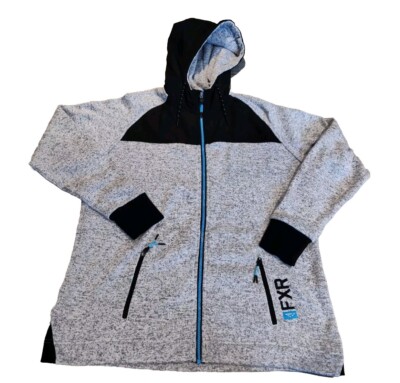FXR White Heather/Sky Blue Womens Fusion Sweater Hoodie Zippered ...