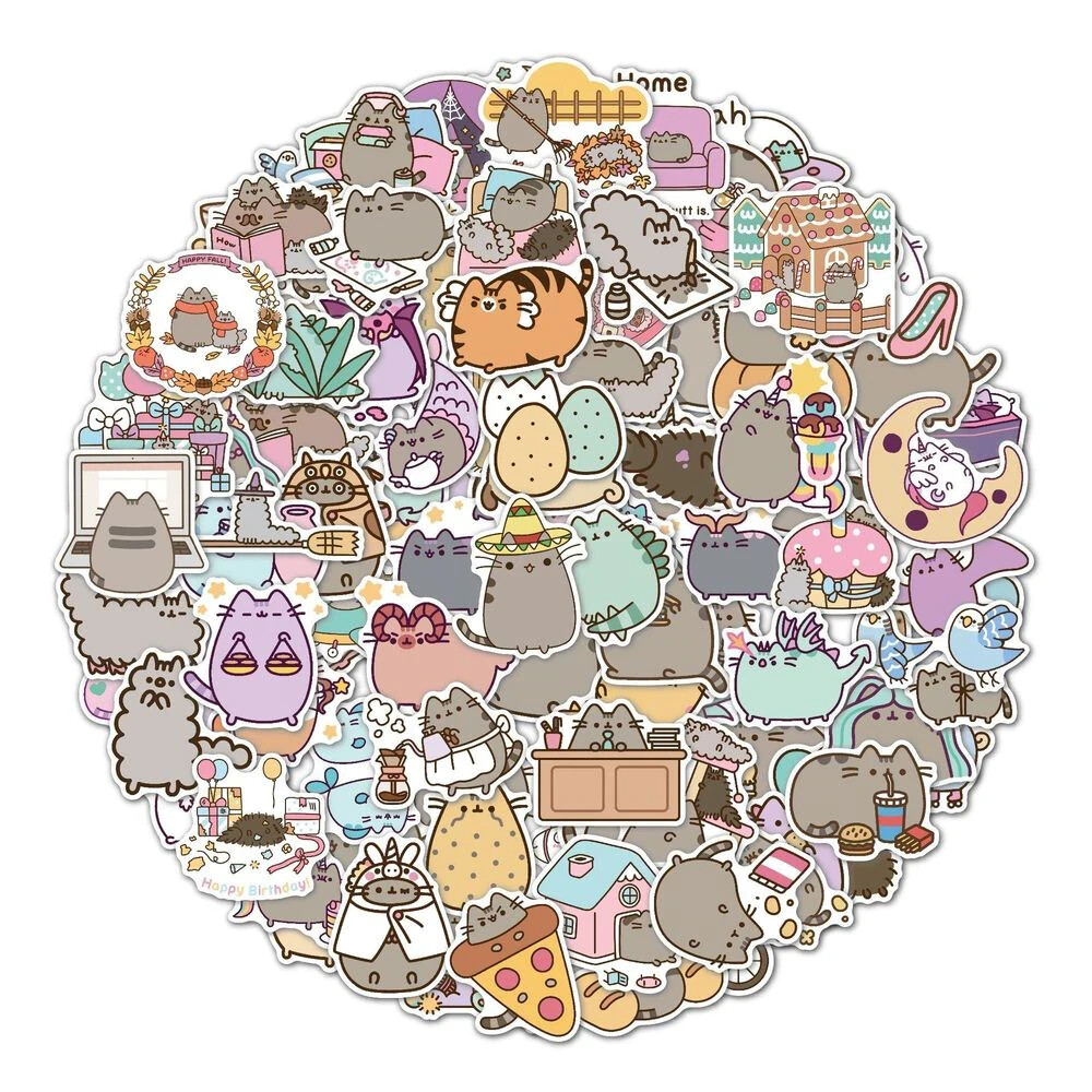 25 Chunky Cat Fall Autumn Cute Kawaii Funny Decal Sticker | eBay