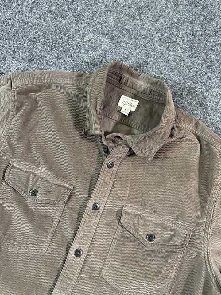 J Crew Shirt Mens L Brown Corduroy Button Up Long Sleeve Preppy Classic ...