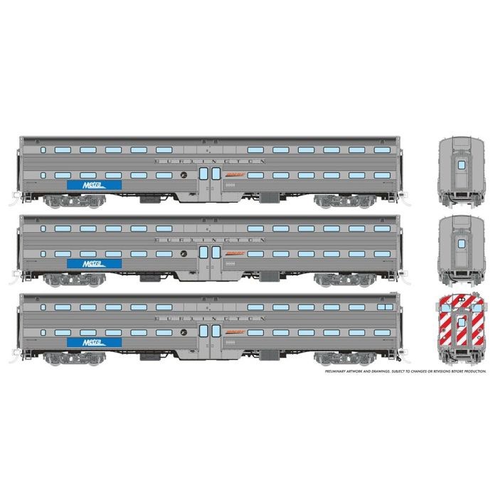 Rapido 145004 - HO Metra BNSF Gallery Commuter Car Set #1 - Bi-level ...