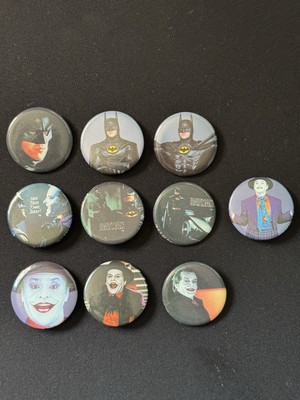 10 VINTAGE 1989 DC COMICS BATMAN BUTTON PINS JOKER JACK NICHOLSON 1982 ...