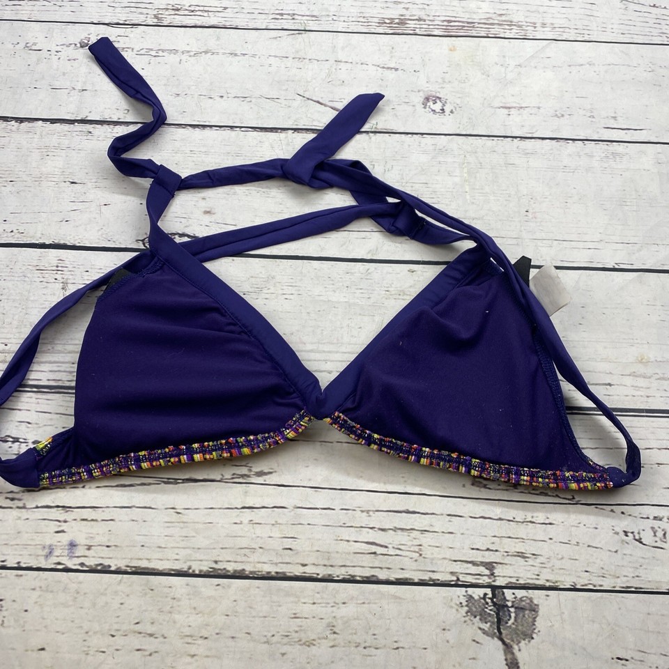 Lucky Brand bikini Top TSize Large Bikini Swimsuit triangle Purple Boho ...