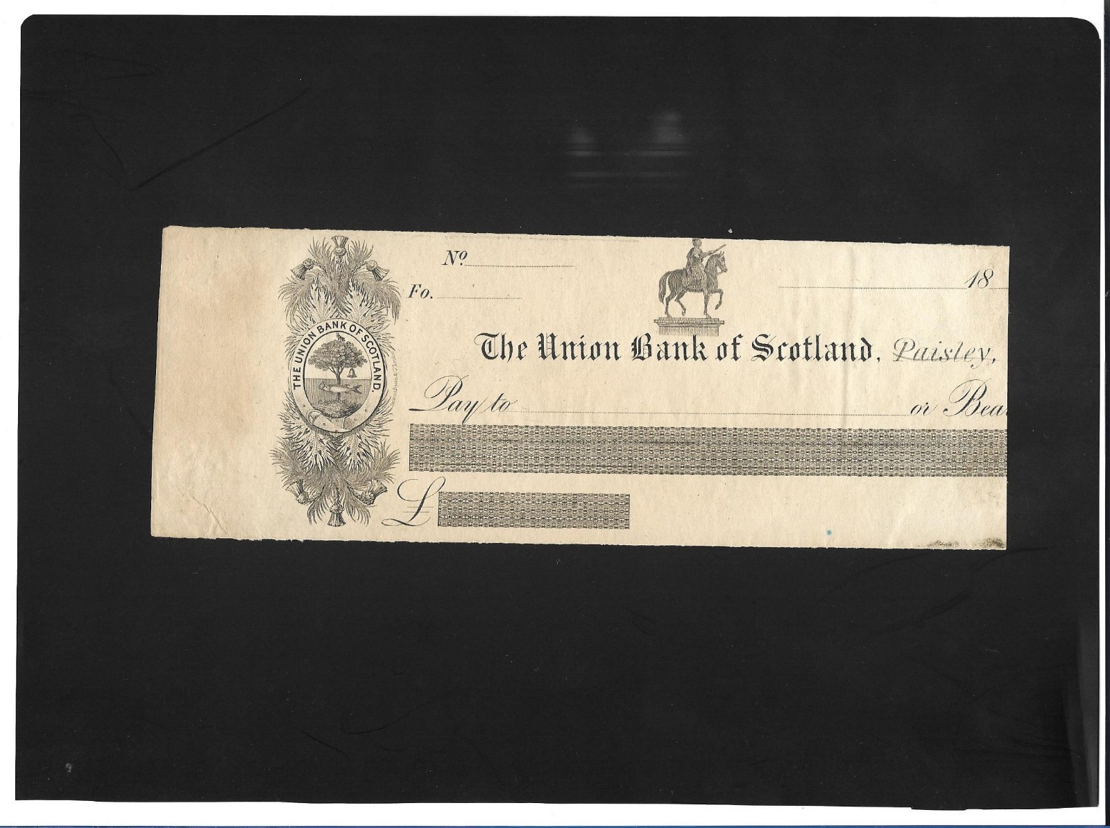 Specimen Cheque, Union Bank of Scotland, Paisley 18** | eBay UK