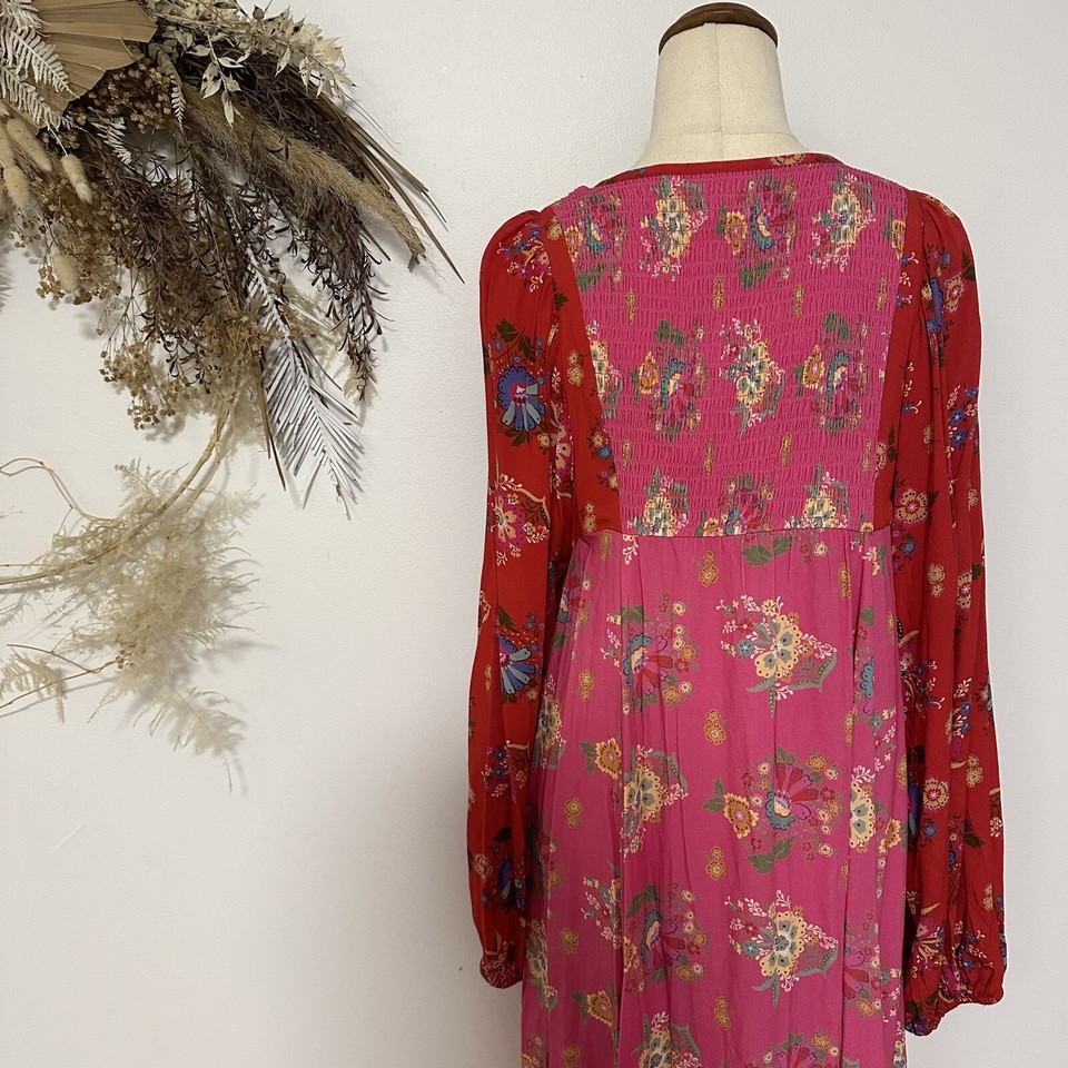 NWT Free People X Spell Solstice Boho Midi Dress Size Small re Floral ...