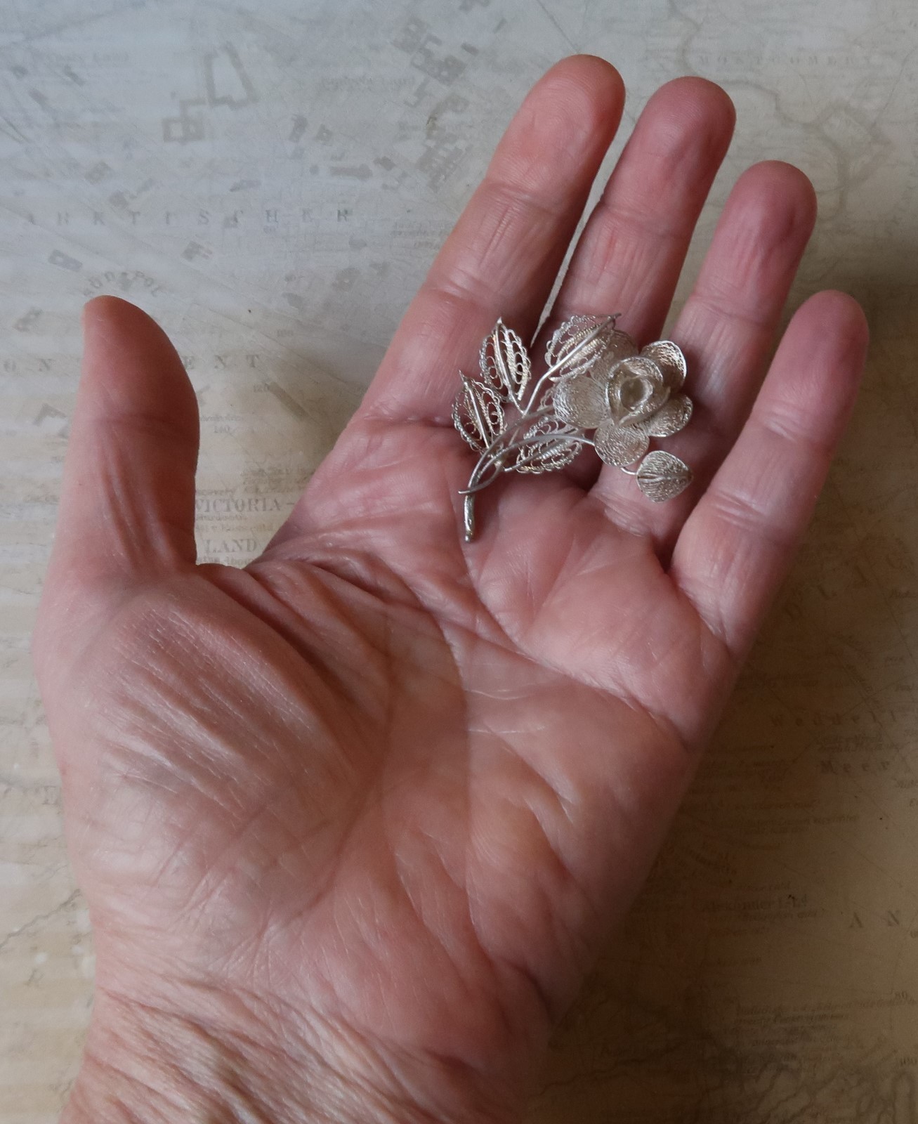 Vintage 4.5cm Wide Silver Filigree Rose Brooch | eBay