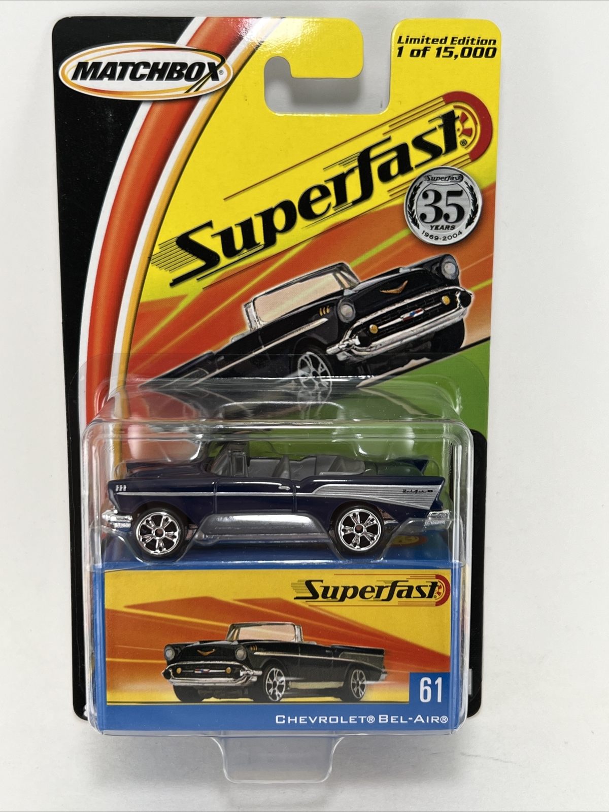 rare 2004 Matchbox Superfast 35th anniversary BLUE #61 CHEVROLET CHEVY ...