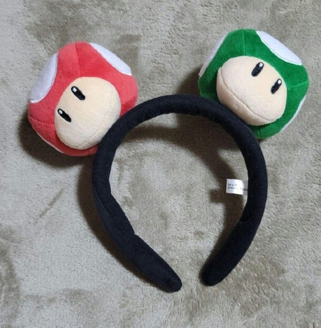 USJ Super Nintendo World Mushroom Headband kinoko plush red green mario ...