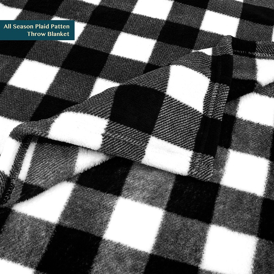Plaid Buffalo Checkered Fleece Throw Blanket Soft Holiday Accent Decor ...