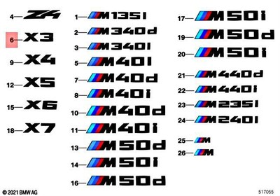 Genuine BMW Lettering Black Painted 51142472831 | eBay