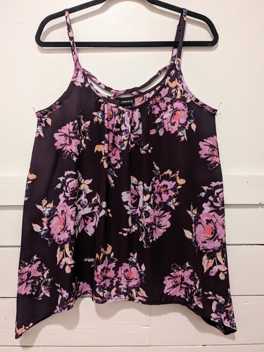 Torrid Tank Top 00 Womens M/L Flowy Sleeveless Cami Eggplant Floral ...