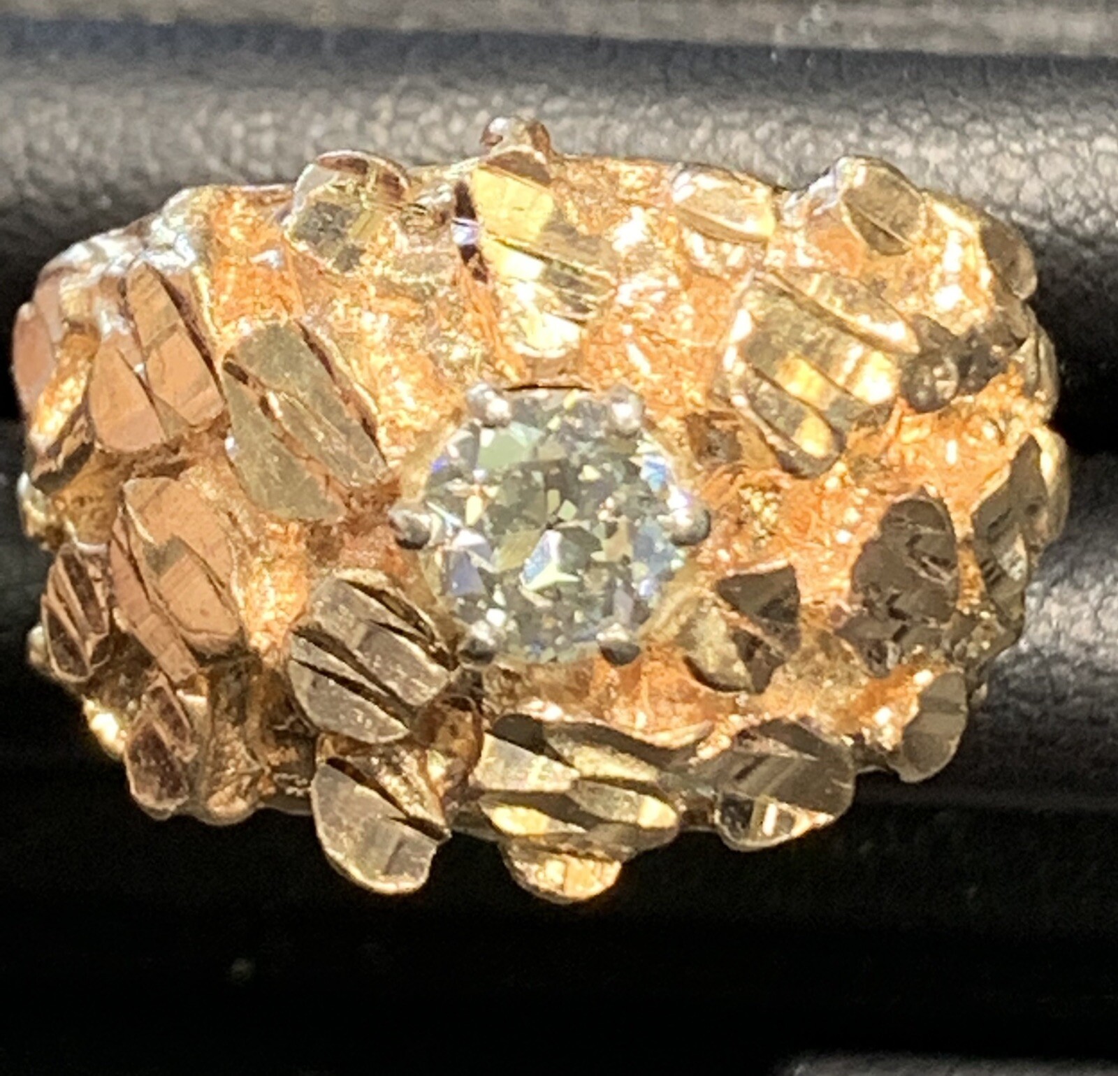 12k Yellow Gold Diamond Nugget Ring - Gem