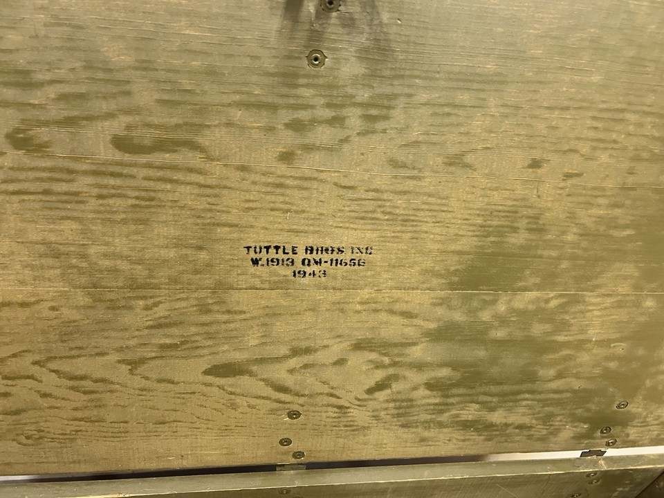 Vintage Military FOOT LOCKER w Tray Wood Trunk chest storage green box ...