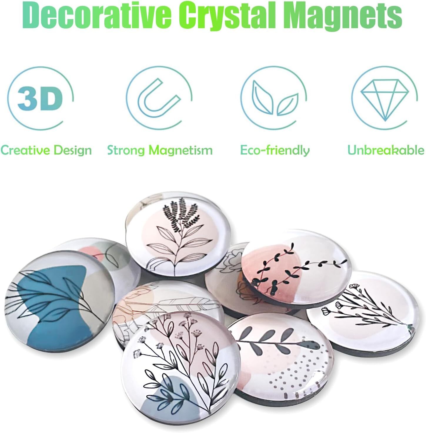 12 Pack Glass Strong Refrigerator Magnets Round Fridge Magnets for ...