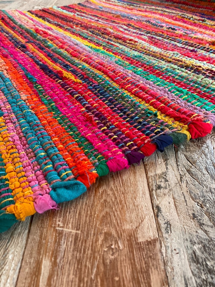 Rag Rug Festival Rugs Multicolour Rainbow Mat Cotton Hand Made ...