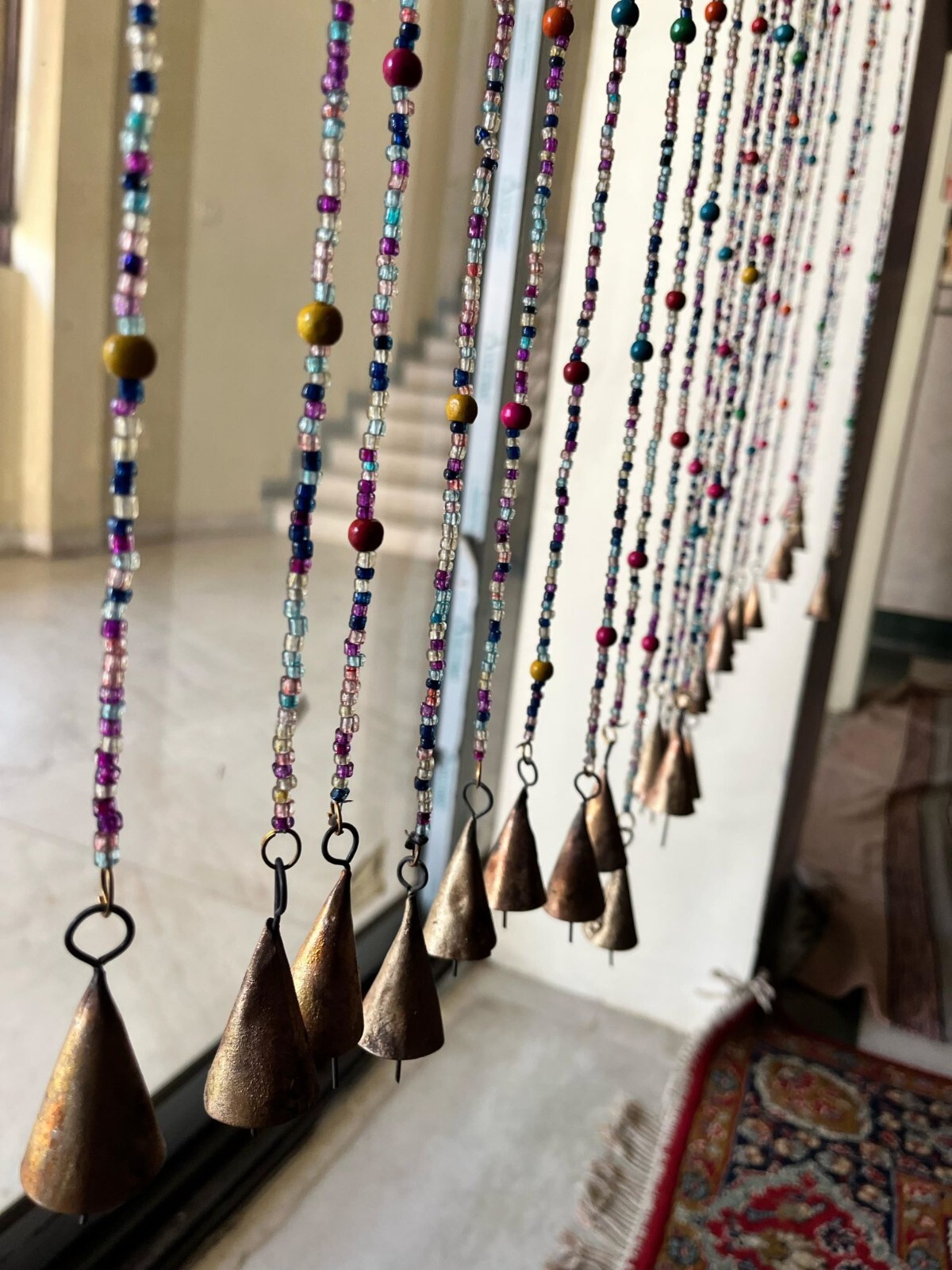 Handmade Beaded String with bells Curtain Hippie Boho Colorful Home ...