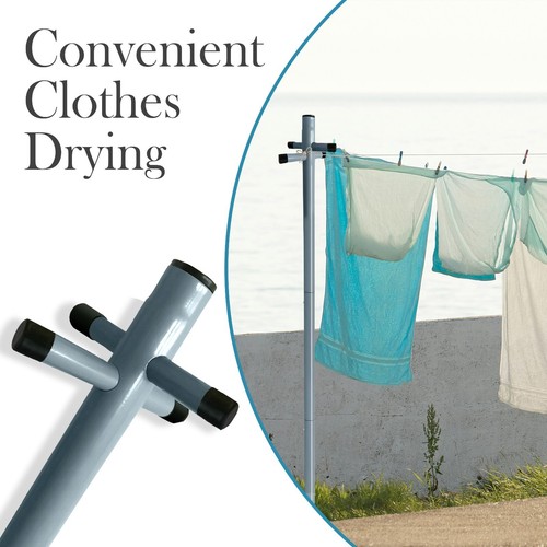 2.4m Galvanised Heavy Duty Clothes Washing Line Post Pole With Socket ...