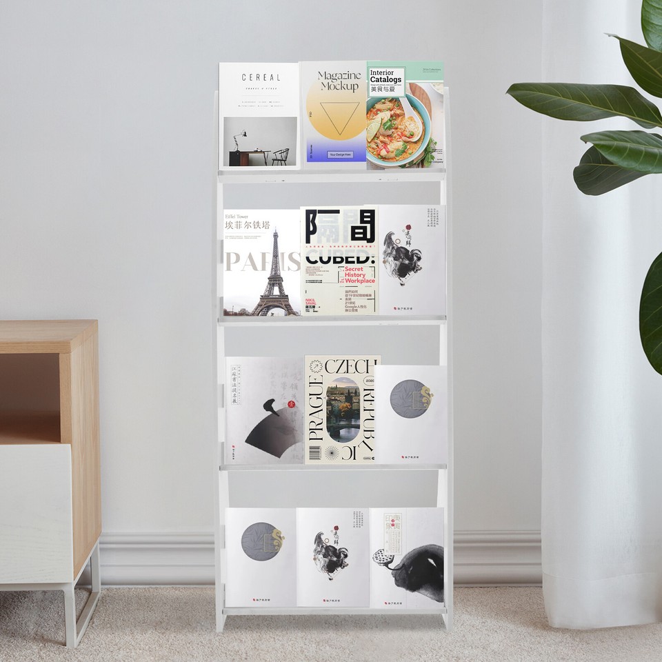 4-Tier Book Display Rack Brochure Holder Literature Floor Standing ...
