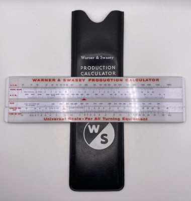 Vig WARNER & SWASEY 1962 Production Slide Ruler/Calculator in Sleeve ...