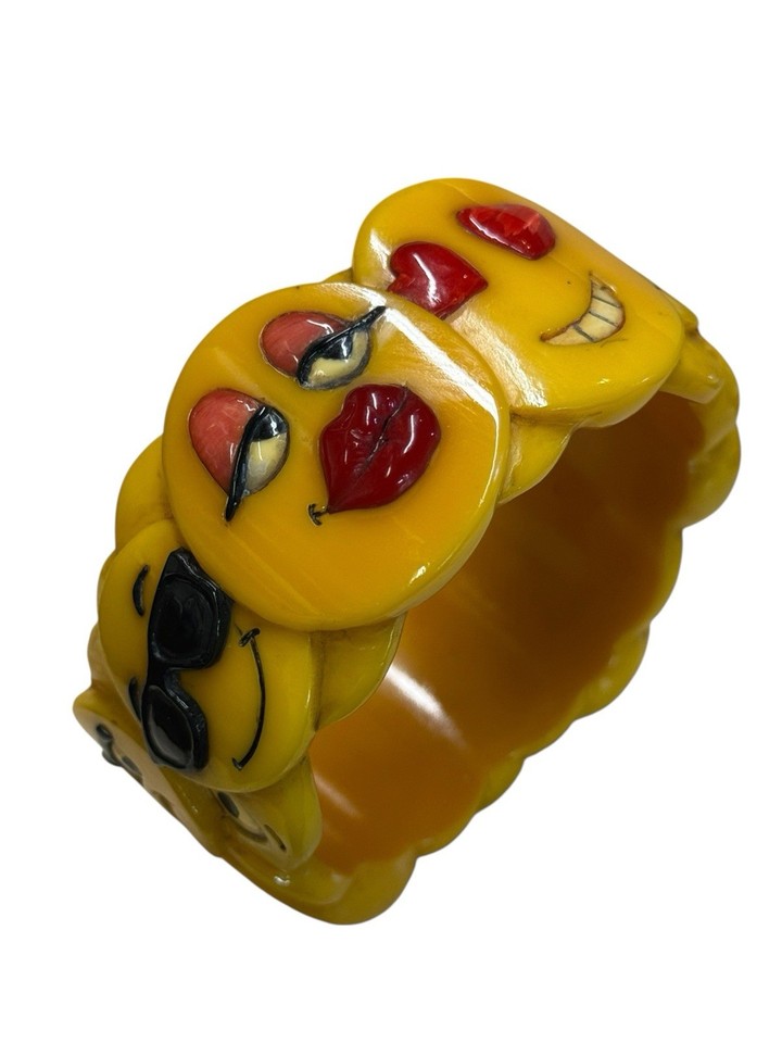 Vintage Bakelite Bracelet Remade Signed Artist Brad Elfrink 2017 Emojis ...