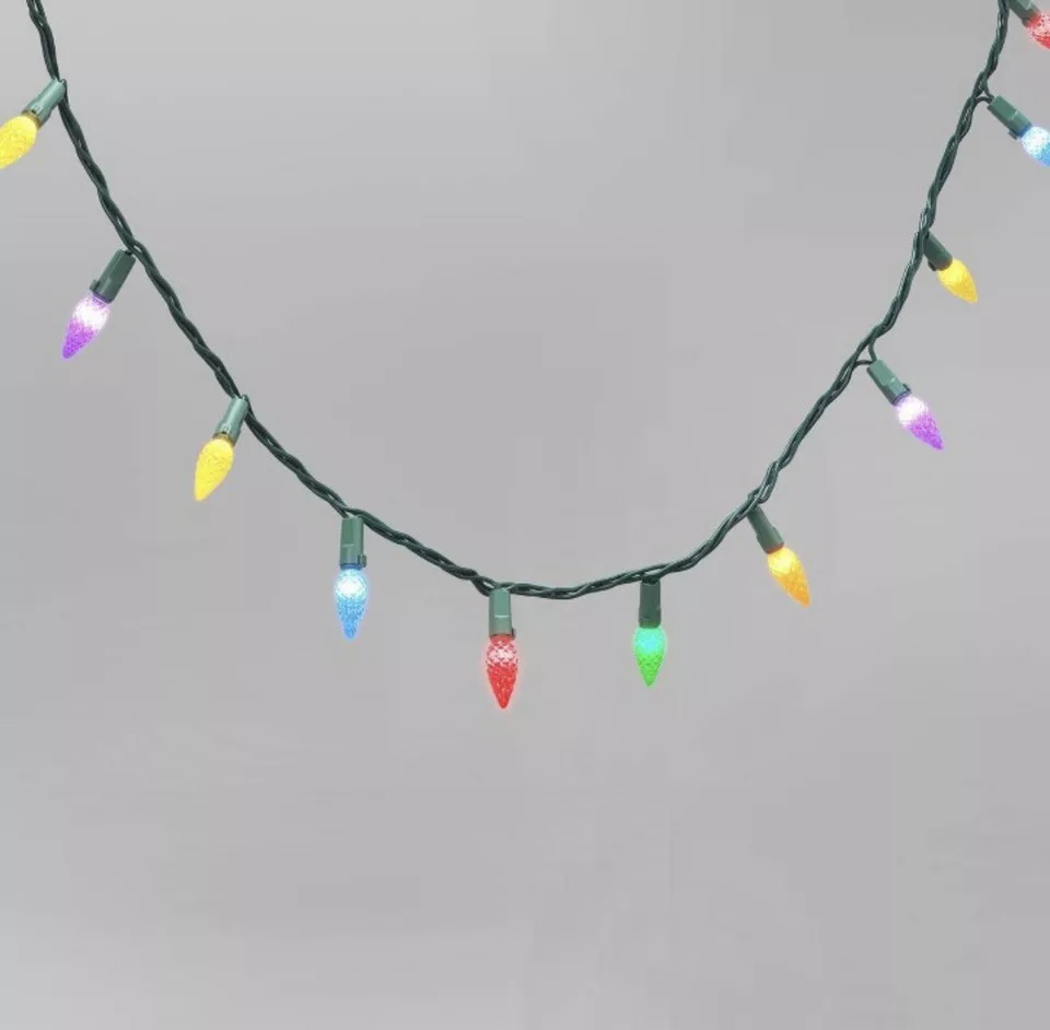 Wondershop 60 LED Faceted C6 Christmas String Lights/Twinkling/Multi ...