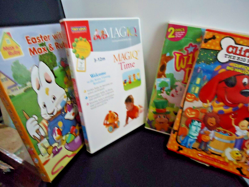 Lot of 4 Children's DVDs Cartoons Educational Clifford,Max & Ruby,Magiq ...