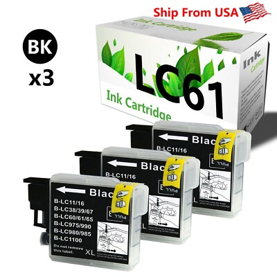 (3PK,Black) LC61 Ink Cartridge LC-61 work with MFC-6890CDW Printers | eBay