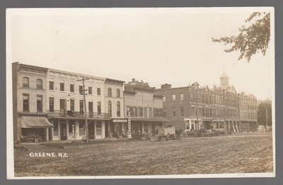 1912 Real Photo Postcard Greene, New York Storefronts, W.E. Potter's ...