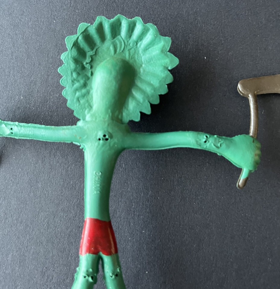 Vintage Indian Bendy Bendable Figure Chief Flexible Green Red Hatchet 2 ...