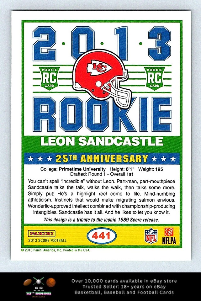 2013 Score #441 Leon Sandcastle "Deion Sanders | eBay