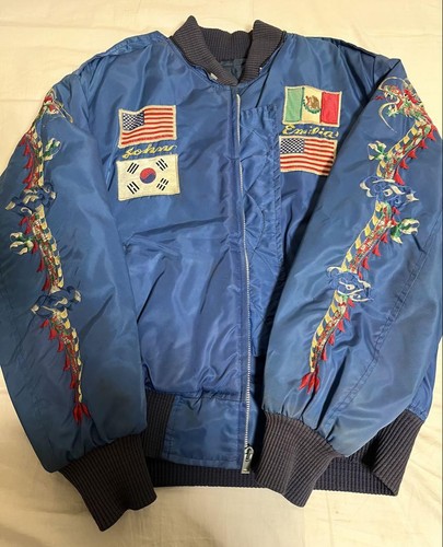 Suka Jacket Blue Embroidery National Flag 80S Vintage No.sj1311 | eBay