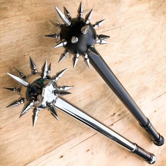 Medieval Hand Made Spiked Ball Mace Black with Silver Deadly Morning ...