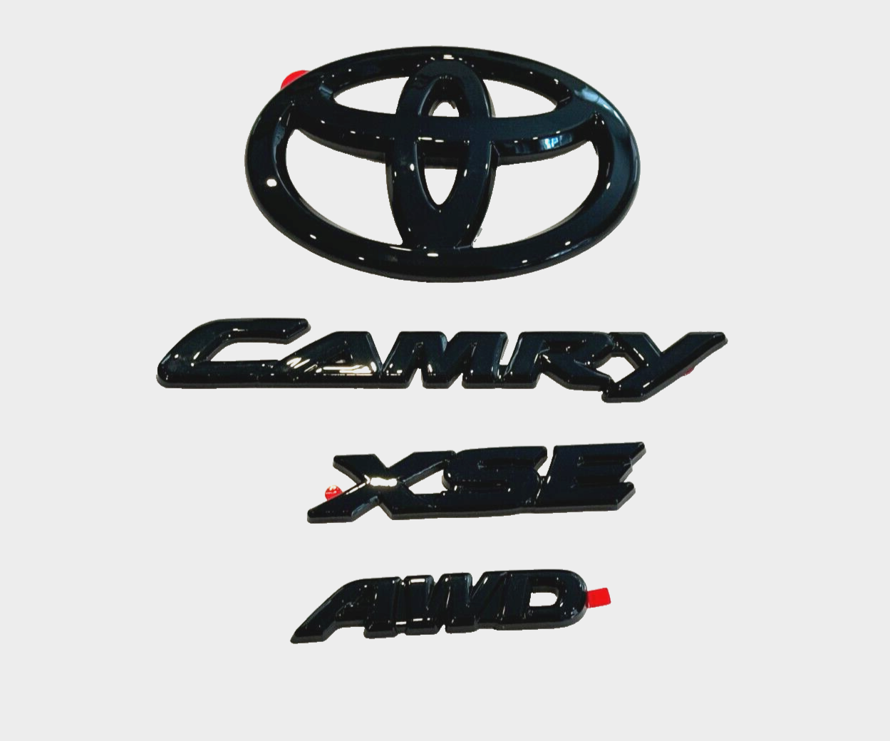 4PS 2015-2017 TOYOTA CAMRY XSE AWD Gloss Black EMBLEM OVERLAY KIT 75442 ...