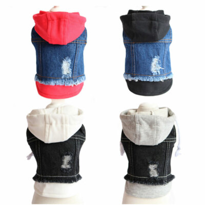 Classic Pet Dog Denim Jacket Clothes Jean Vest Hoodie Puppy Cat Coat ...