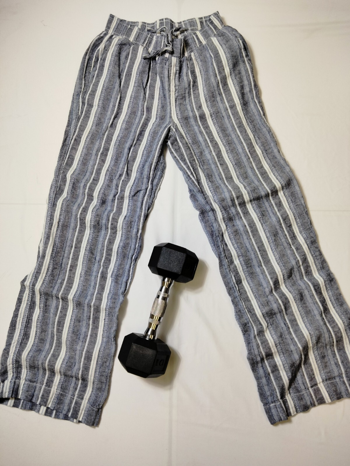 Briggs Linen Blend Pull-On Wide Leg Pants Blue White … - Gem