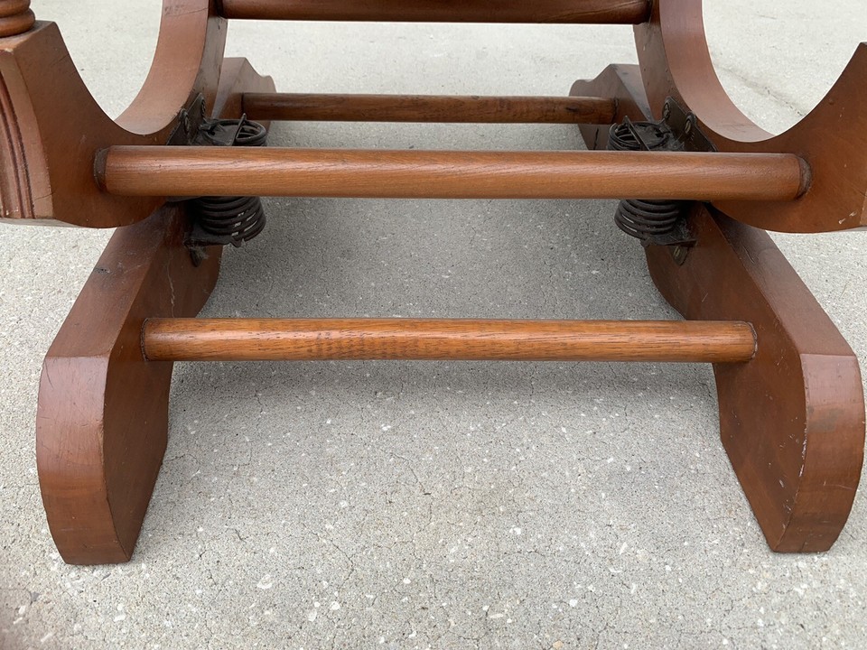 Antique Flower Needlepoint Victorian Spring Loaded Coiled Rocking Chair ...