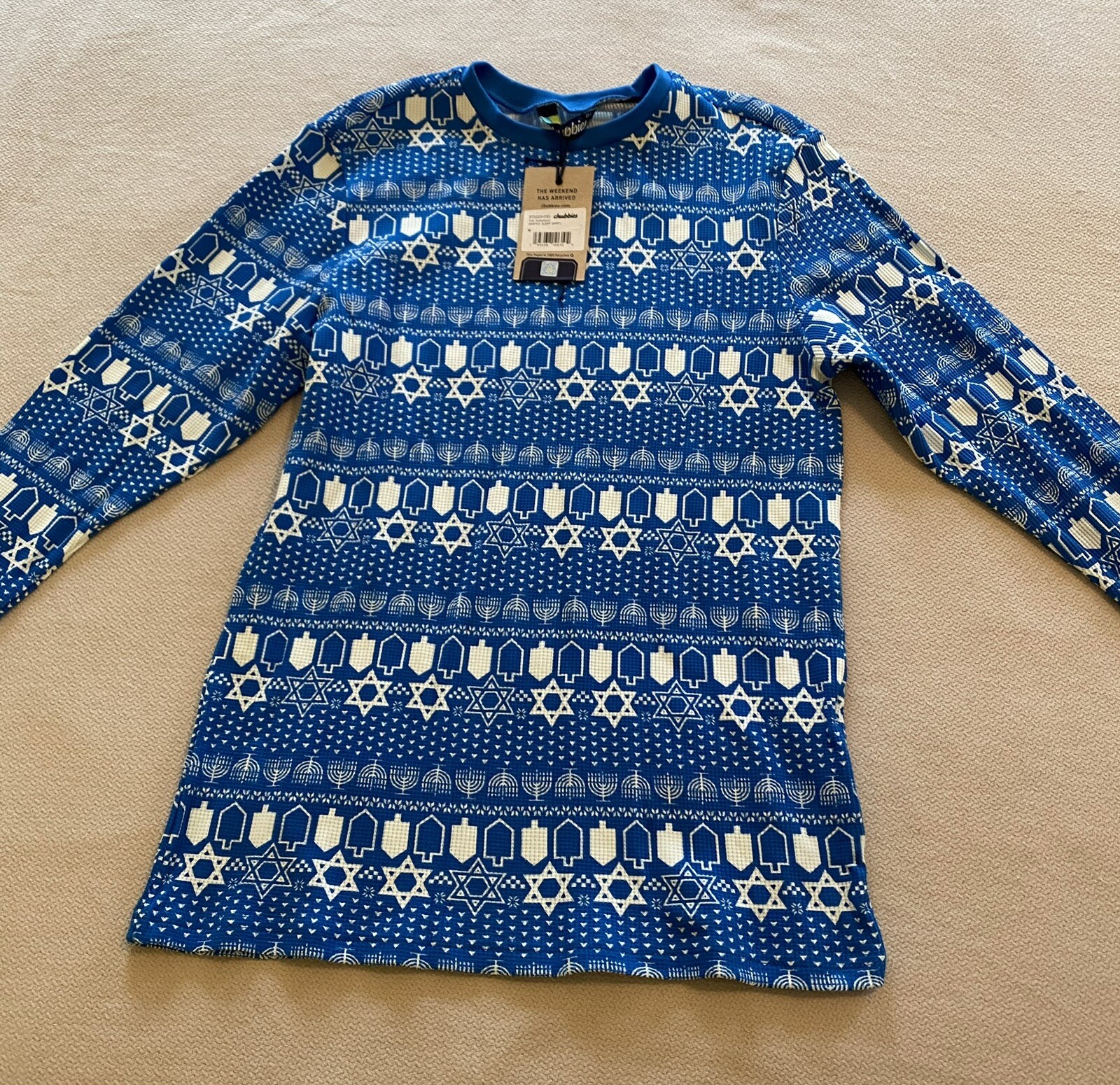 Chubbies NWT The Funukkah Hanukkah Waffle Pajama Shirt Sleep Men’s Size ...