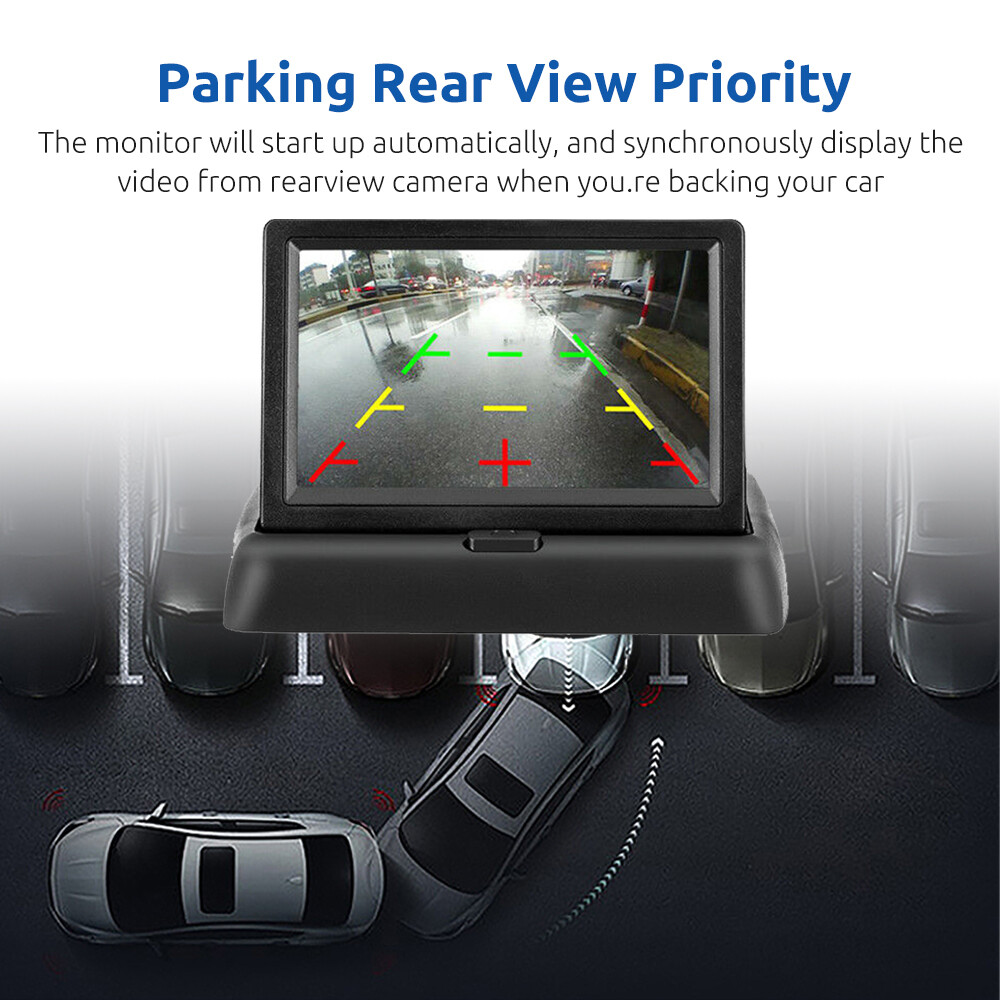 170° Rear View Camera Parking Reverse with 4.3" Car Backup Foldable ...