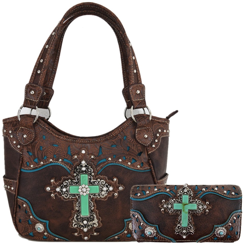 Western Cross Country Handbag Tooled Leather Purse Women Shoulder Bag ...