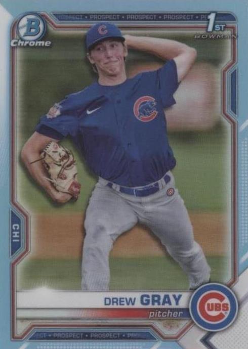 2021 Bowman Draft - Chrome Drew Gray #BDC-35 Sky Blue Refractor (RC ...