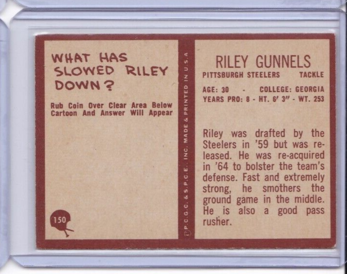 1967 PHILADELPHIA Riley Gunnels EAGLES #150 | eBay