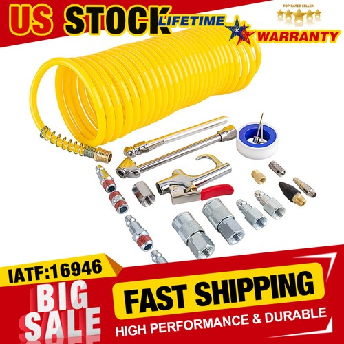 20Pcs Air Compressor Hose Kit 1/4" NPT Quick Connect Air Fittings 25 ft ...