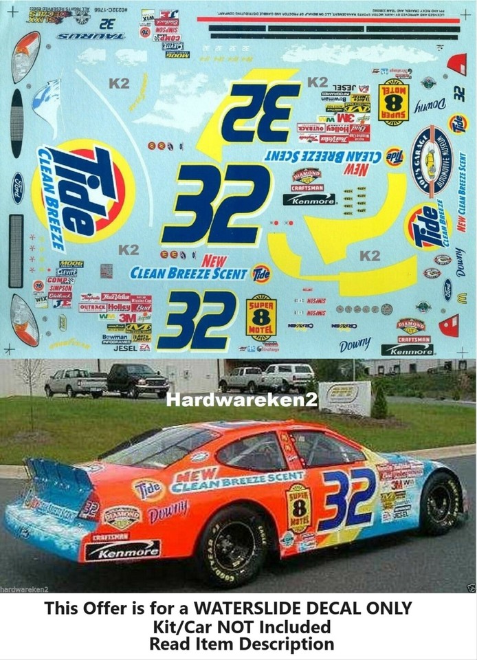 NASCAR DECAL #32 TIDE CLEAN BREEZE 2002 FORD TAURUS RICKY CRAVEN SLIXX ...