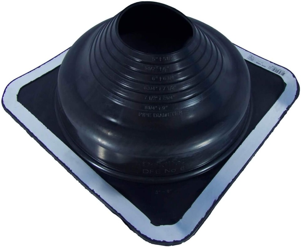 Round Base Pipe Flashing Roof Jack Pipe Boot for OD Pipe Sizes 5" - 9 ...